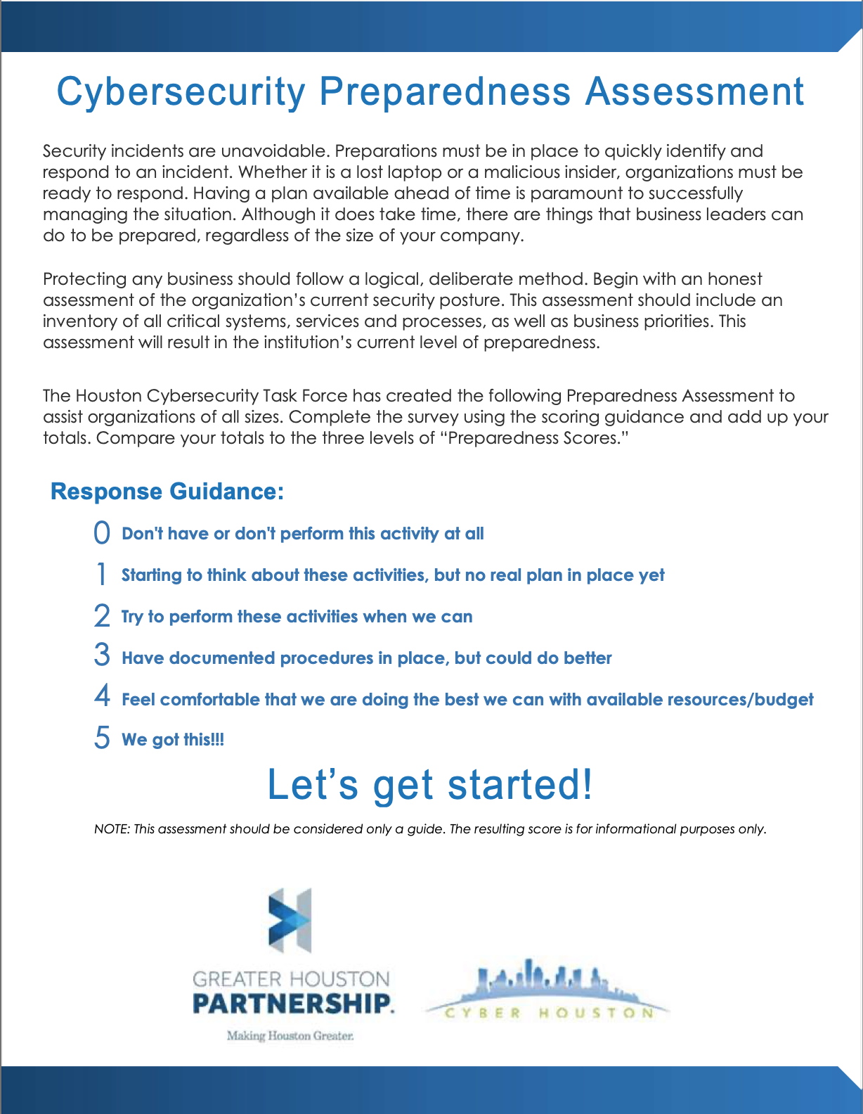 CYBERSECURITY PREPAREDNESS ASSESSMENT – Cyber Houston
